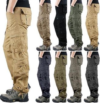 Generic Pantalon de travail cargo pour homme, pantalon &agrave; jambe droite avec plusieurs poches, pantalon d&eacute;contract&eacute; et durable, pantalon dext&eacute;rieur et tactique,