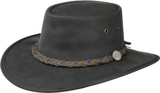 Barmah Chapeau Squashy Twotone de Cuir Boeuf d&acute;Exterieur (L (58-59 cm) - Noir)
