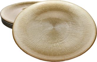 MamboCat 6er Set Kairo Gold Speiseteller I elegante Glas-Essteller mit goldenem Relief für 6 Personen I Hauptmahlzeit, Vorspeisenplatte