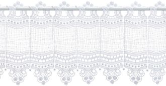 Plauener Spitze by Modespitze, Store Bistro Gardine Scheibengardine mit Stangendurchzug, hochwertige Stickerei, Höhe 28 cm, Breite 93 cm, Weiß Scheibengardine 69348