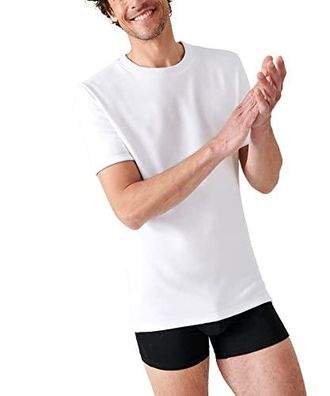 Damart T-Shirt Thermolactyl, Molleton Gratt&eacute;, Homme, Blanc, Taille XS, Manches Courtes