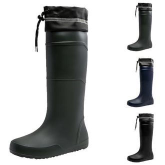 Generic Bottes de pluie imperm&eacute;ables en caoutchouc pour homme - Bottes de jardin montantes &agrave; enfiler pour le travail en plein air - Bottes de chasse avec doub