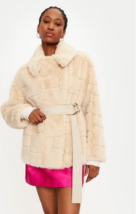 Twin-Set Pelzmantel 242TT2031 Beige Loose Fit