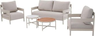 Vente-Unique Vente-unique - Salon de jardin en aluminium : un canap&eacute; 2 places, 2 fauteuils et 2 tables basses - Beige - lomam de mylia