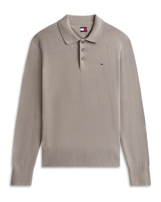 Tommy Hilfiger Lang&auml;rmliges Strick-Poloshirt aus Baumwolle mit Logo-Stickerei in