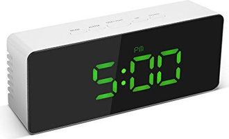 Generic Horloge numérique LED miroir USB et piles 12h/24h °C/°F Réveil avec fonction snooze Luminance LED réglable Vert