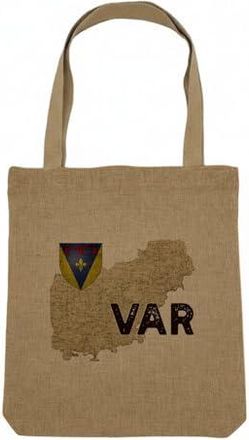 Fabulous Sac Shopping Tote Bag Aspect Lin - Var 83 Departement Toulon Carte Ancienne Rare PACA - Sac de Courses Toile Epaisse 360g Beige Naturel Cabas Port&eacute; Ep