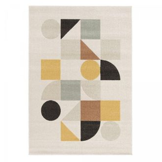 Un amour de tapis Tapis salon et chambre 160x230 beige et jaune tissé motif géométrique CONTEMULTI