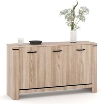 IDMarket Buffet 140 cm Idaho 3 Portes Design Contemporain
