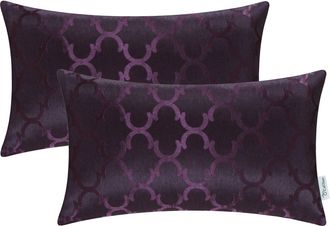 CaliTime Kissenbezüge Kissenhülle Packung mit 2 Kissenbezug Kissenbezüge Schalen für Heim-Sofa-Couch Modernes Glänzen & Matt Kontrast Quatrefoil Akzent Geometr