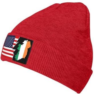 Generic Tricoté Bonnet Carte Topographique De LIrlande Et De LAmérique Respirant Bonnet Hiver Chaud Tricot Extensible Beanie Hiver pour Sports Femme Ski