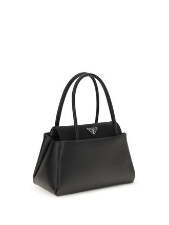 Prada Womens Top Handle Bag With Triangle Logo Nero Calf Leather Bos Taurus Handbags Hand