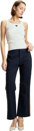 Cynthia Rowley Femme, Pantalons, Bleu, Taille: 38 FR Pantalon &Eacute;vas&eacute; Court en Coton