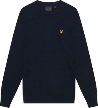 Lyle & Scott Homme, Pulls, Bleu, Taille: M Pull Ras du Cou en Coton M&eacute;rinos