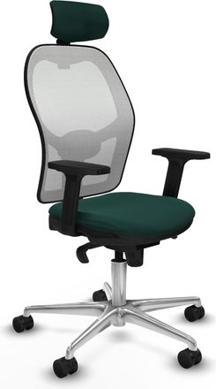 Piqueras y Crespo Gr&uuml;ner Schreibtisch mit 2D-Armen, h&ouml;henverstellbare Lendenwirbelst&uuml;tze und h&ouml;henverstellbares Kopfteil, Wei&szlig; / Flaschengr&uuml;n