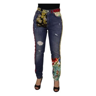 Dolce & Gabbana Femme, Jeans, Bleu, Taille: 38 FR Jeans Denim Patchwork Taille Haute Bleu