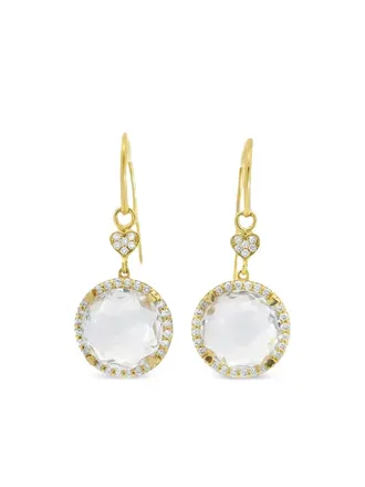 Lisa Nik boucles doreilles en or jaune 18 ct &agrave; quartz et diamants