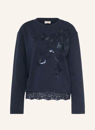 Milano Milano Italy Sweatshirt Mit Pailletten Und Spitze blau