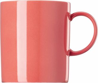 Thomas Sunny Day Soft Red Becher mit Henkel - Kaffeebecher für Heißgetränke, Henkelbecher aus Porzellan, Porzellanbecher für Spülmaschine und Mikrowelle, Ø 7