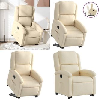 vidaXL Relaxsessel mit Aufstehhilfe Creme Stoff - Komfortsessel - Relaxsessel - Fernsehsessel - Aufstehhilfesessel - Elektrischer Liftstuhl - Home & Living