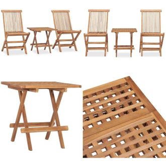 vidaXL Ensemble &agrave; manger dext&eacute;rieur pliable 3 pcs bois de teck massif - Ensemble Salon De Jardin - Mobilier De Jardin - Table Pliante - Chaises Pliantes