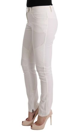 Ermanno Scervino Womens White Cotton Slim Fit Casual Pants