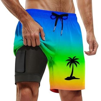 Generic Maillot de bain d&eacute;t&eacute; &agrave; manches courtes pour homme avec imprim&eacute; animal Capybara Mental State, bleu, 5XL