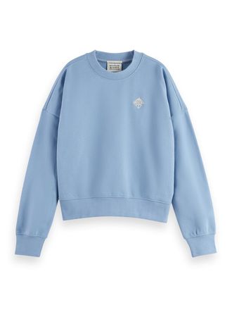 Scotch & Soda Sweatshirt mit gesticktem Logo, lockere Passform, Faded Denim V441, M