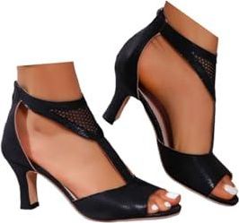 Generic Chaussures &agrave; talons carr&eacute;s pour femme - Bout ouvert - Sangle de cheville - Talon haut - Chaussures de mariage &agrave; bout ouvert - Style d&eacute;contract&eacute; - Sand