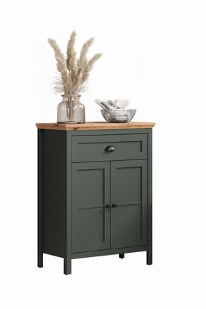 Trendteam Stanton - Kommode - Tannengrün/Evoke Eiche - Standschrank mit 2 Fächern und 1 Vollauszug Schublade - (BxHxT) 77 x 102 x 39 cm - Landhausstil
