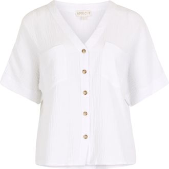 Apricot Textured V-Neck Blouse