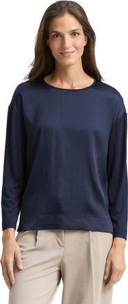 Tom Tailor Damen 1049497 Loose Fit Langarmshirt Im Material-Mix, 10668 - Sky Captain Blue, XL EU