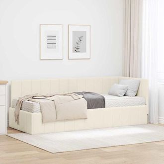 vidaXL vidaXL Cadre de lit dangle avec matelas Crème 80 x 200 cm Velours