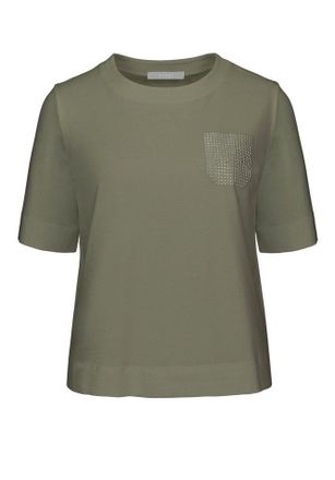 bianca Kurzarmshirt DINIA mit dezenter Metallapplikation vorne