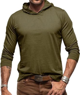 ORANDESIGNE Herren Hoodie Einfarbig Kapuzenpullover Casual Langarm Shirts Outdoor Sweatshirt mit Kapuze Herbst Basic Kapuzenshirt A Armeegr&uuml;n XXL
