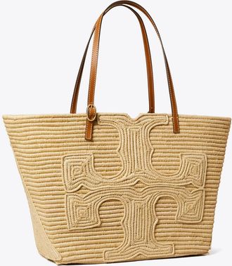 Tory Burch Damen Large Ella Handwoven Raffia Tote