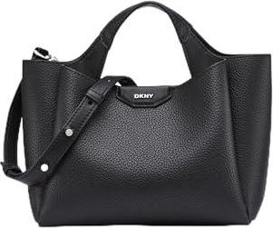 DKNY Willa Mini Satchel, 100% polyuréthane Femmes, Noir/argenté, Small