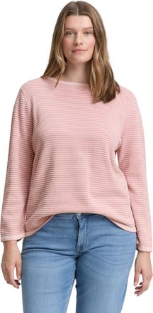 Tom Tailor Damen 1048386 Plus Size-Strickpullover mit U-Boot-Ausschnitt, 38706-Rose Bubble Knit Stripe, 52