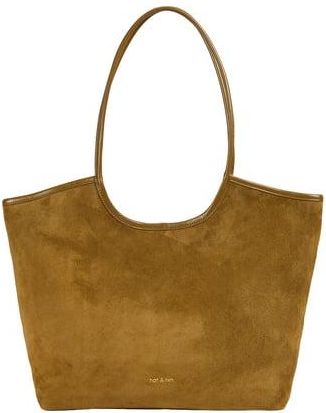 Nat & Nin Sac cabas Milan en coton et cuir su&eacute;d&eacute;