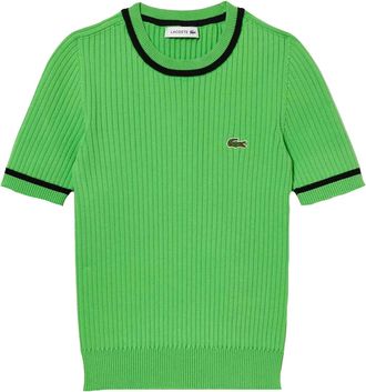 Lacoste Sweatshirt Rippenstrick f&uuml;r Damen kurz&auml;rmlig (Gr&uuml;n)