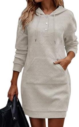 TOMWELL Mode Jupe Pull à Capuche Femme Mini Robe Automne Hiver Sweat Pull Femme Mesdames Manches Longue Pullover T-Shirt Sweat Shirt Chemisier Manteau Haut Ch