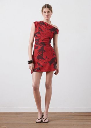 Mango Robe courte imprim&eacute;e rouge - Femme - XS - MANGO