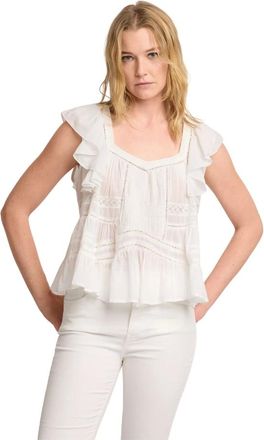 Kocca Femme, Tops, Blanc, Taille: 44 FR Haut Chic Style Gilet en Dentelle