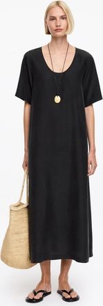 Arket Kleid Aus Gewaschener Seide -Schwarz