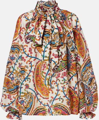 Etro Bedruckte Schluppenbluse aus Baumwolle und Seide