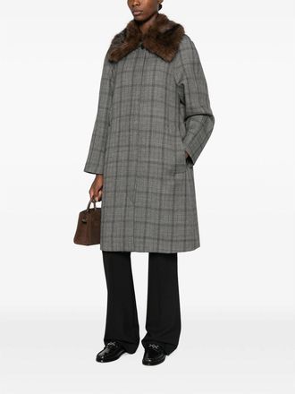 Tela Wool Blend with Fur Collar Coat - Grey