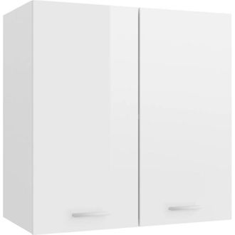vidaXL Vidaxl - Armoire suspendue blanche brillante 60x31x60 cm - Bois dagglom&eacute;r&eacute; - 2 &eacute;tag&egrave;res - Pour rangement cuisine optimis&eacute;