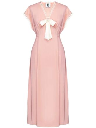 Sleeper robe mi-longue en satin à détail de noeud - Rose