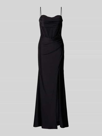 Mascara Abendkleid mit Schn&uuml;rung und Gehschlitz
