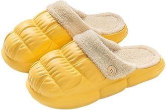 Generic Pantoufles en coton pour femme Printemps et automne avec hiver Int&eacute;rieur Non chaud Couple Hiver Fourrure Peluche Pantoufles Mignon, jaune, 36.5 EU
